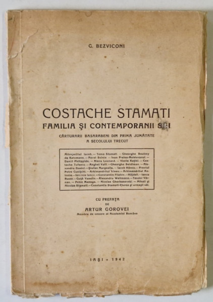 COSTACHE STAMATI , FAMILIA SI CONTEMPORANII SAI, CARTURARII BASARABENI ...