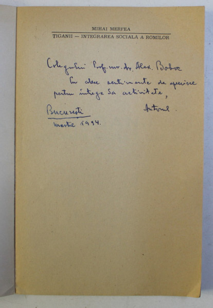 TIGANII - INTEGRAREA SOCIALA A ROMILOR de MIHAI MERFEA , 1991